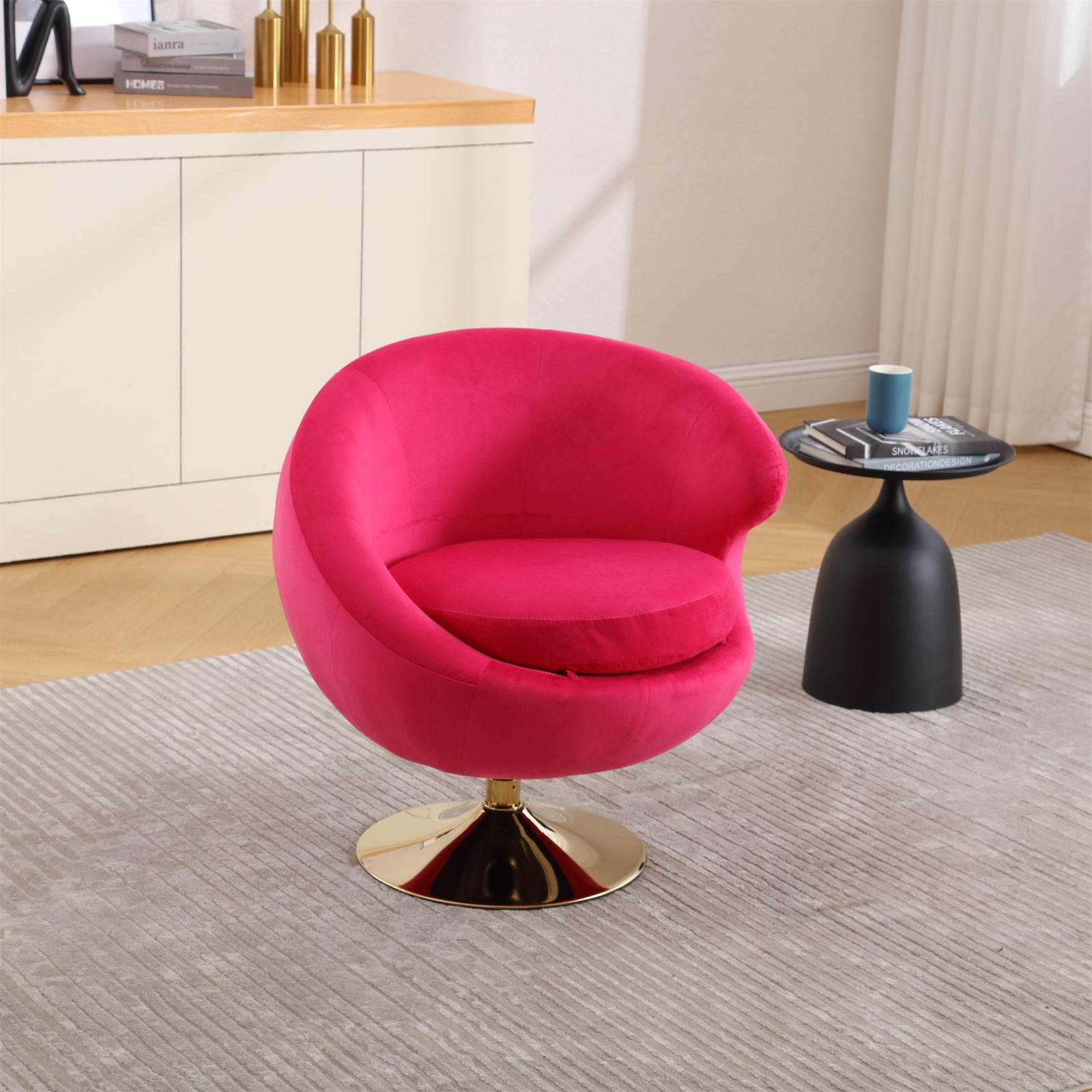 360 Degree Swivel Cuddle Barrel Chairs, Round Accent Armchairs with ...