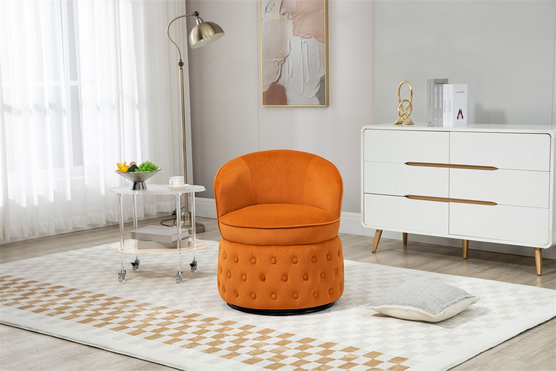 360 Degree Swivel Cuddle Barrel Chairs, Round Accent Armless chairs ...