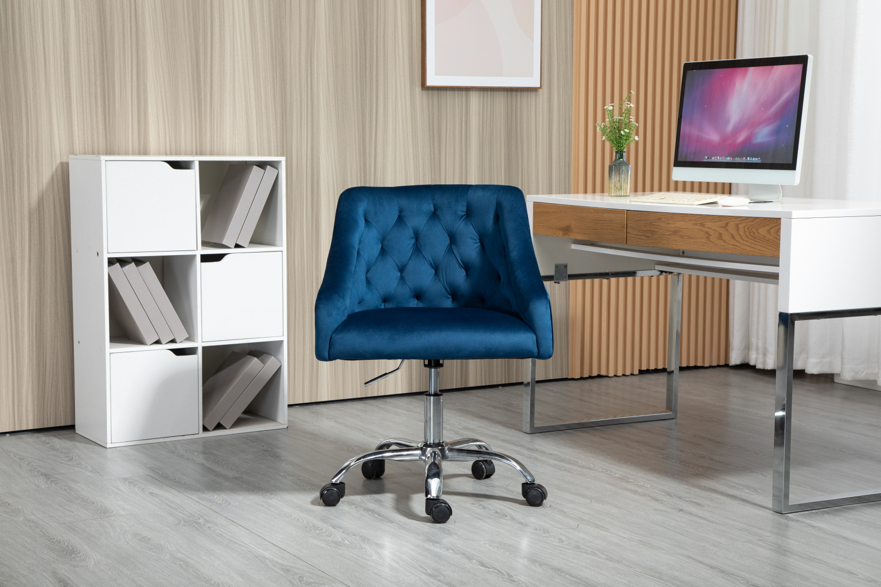 360 Degree Swivel Height Adjustable Office Chair, Velvet Fabric Swivel ...