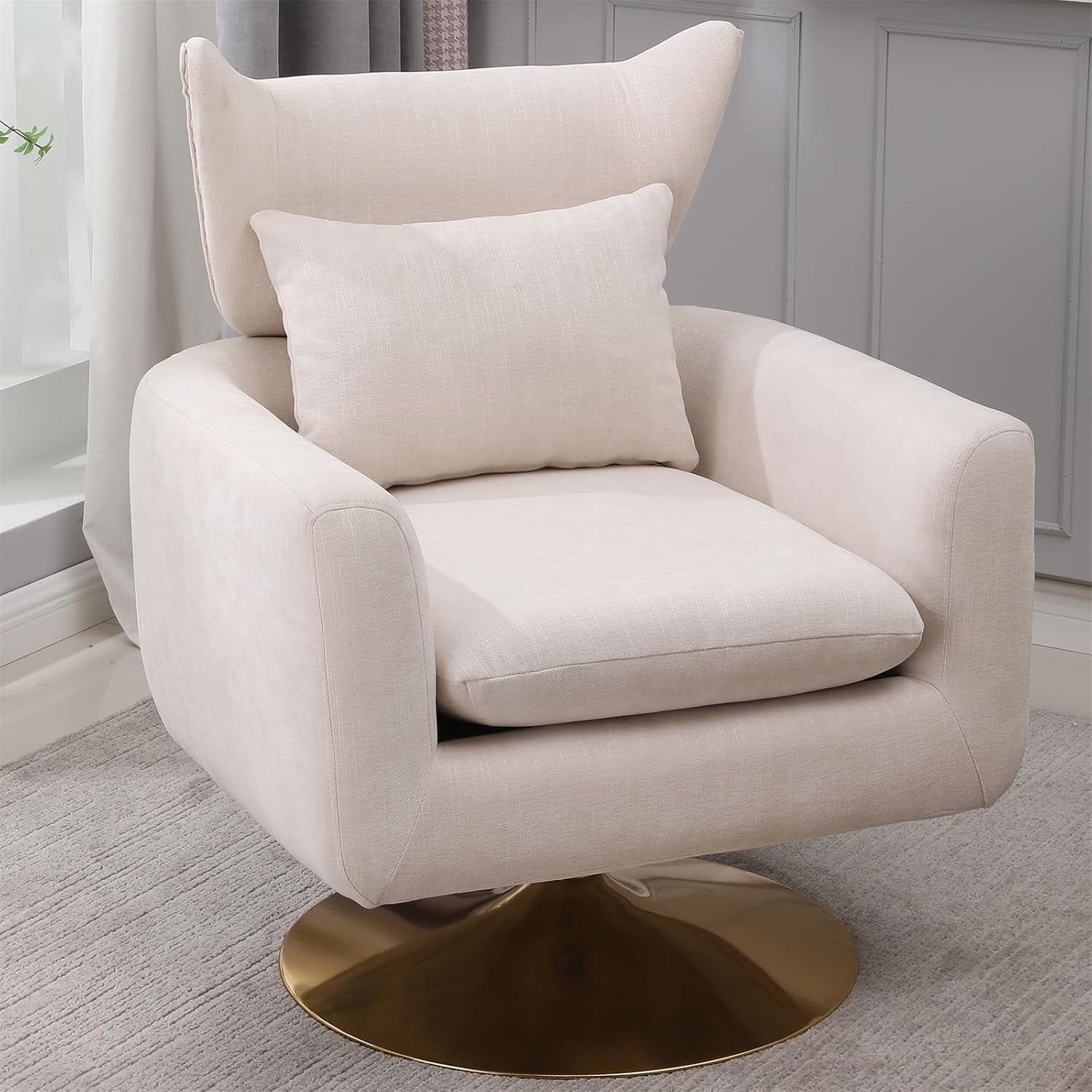 360-Degree Swivel Mid-Century Modern Upholstered Accent Barrel Chair ...