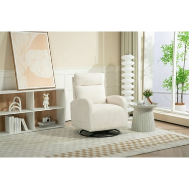 Modern Upholstered Rocker Nursery Chair Plush Seating Glider Swivel ...
