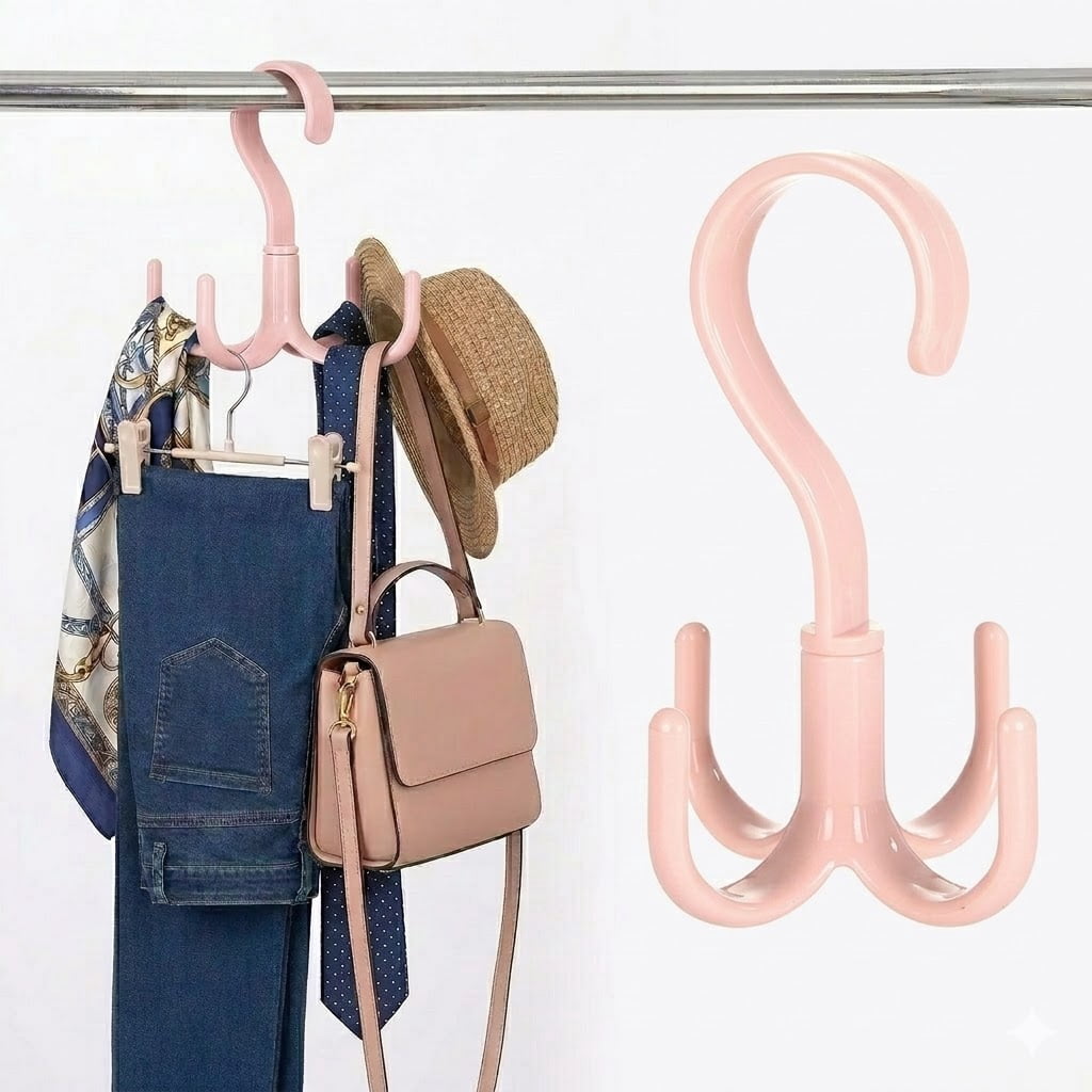 360-Degree Swivel Pants Hanger with Clips, Space-Saving Vertical Closet ...
