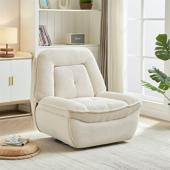 360 Degree Swivel Recliner Chair, Corduroy Upholstered Rocking Chair ...