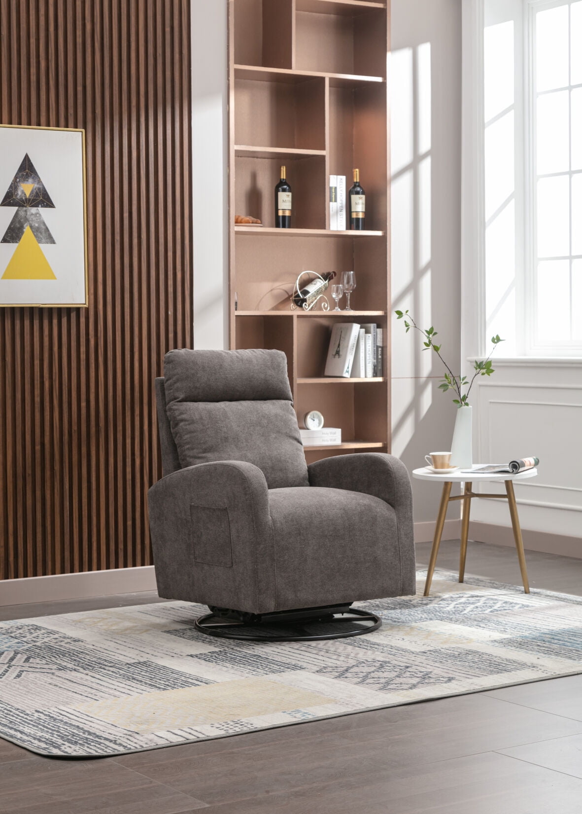 360 Degree Swivel Rocking Recliner Chair, Modern Lounge Sofa Chair with ...