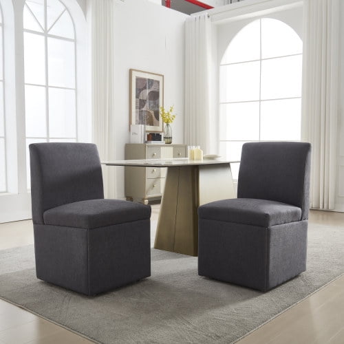 360 Degree Swivel Upholstered Dining Chairs Set of 2 Swivel Dining Room ...