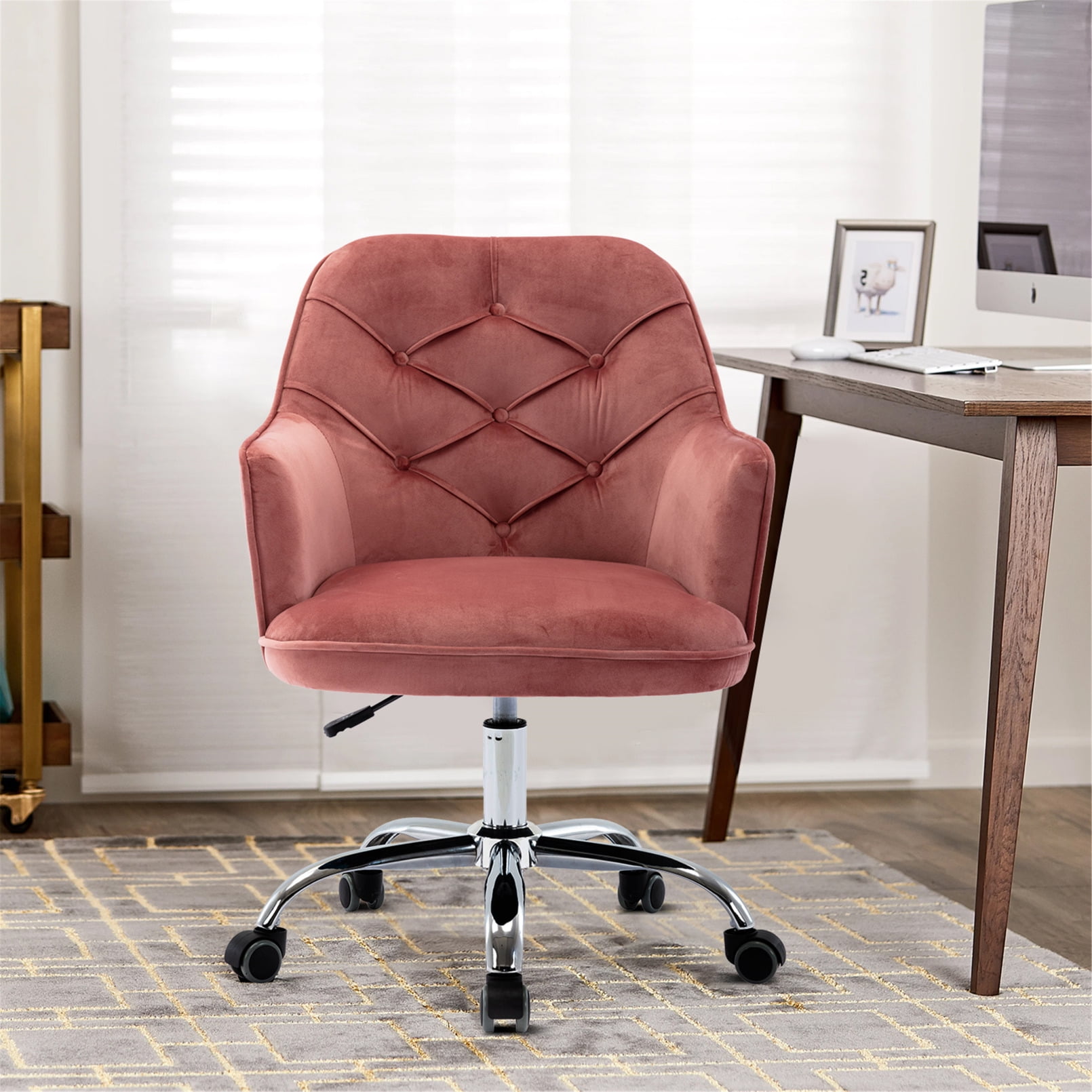 360 Degree Swivel Velvet Shell Chair, Modern Leisure Armchair with ...