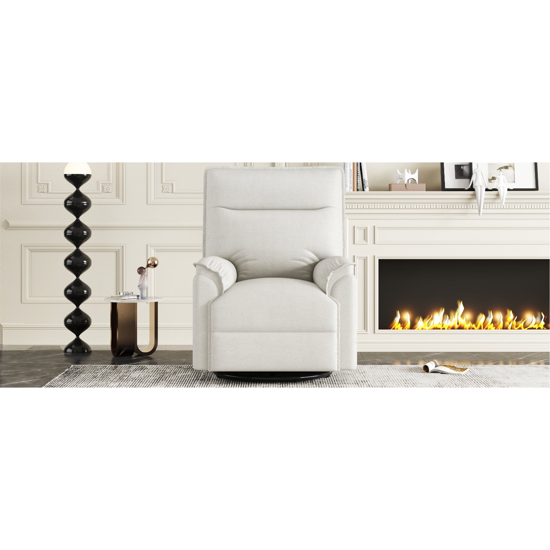 360 Degree Swiveling Chair - Beige Linen, Comfortable Recliner For ...