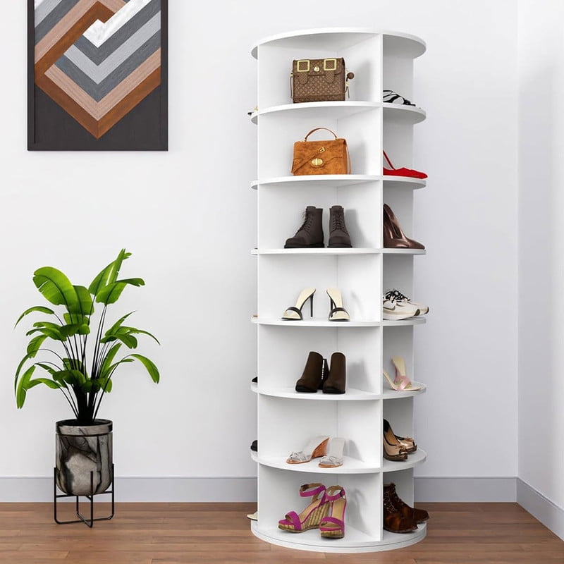 360 Degree Vertical 7 Tier Rotating Shoe Rack Tower, Spinning Shoe ...