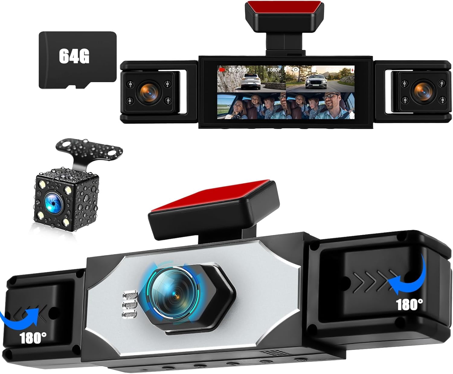 360 Degree View Dash Cam for Cars,4 Channel Dash Cam Car Camera Front ...