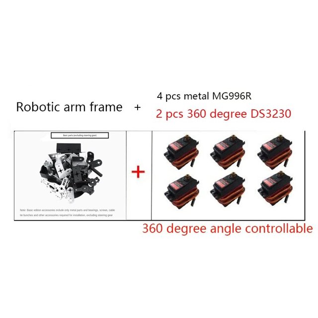 360 Degrees 6 DOF Robot Metal Alloy Mechanical Arm Claw Kit MG996R for Arduino Robotics Kit ...