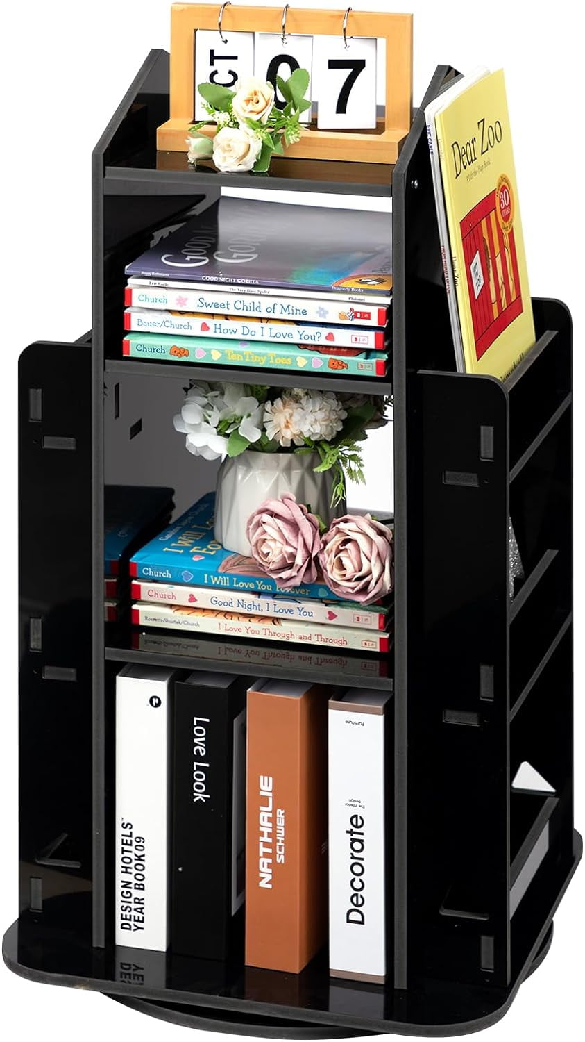 360 Degrees Heavy Duty Rotating Open Bookshelf, 3 Tier Freestanding ...