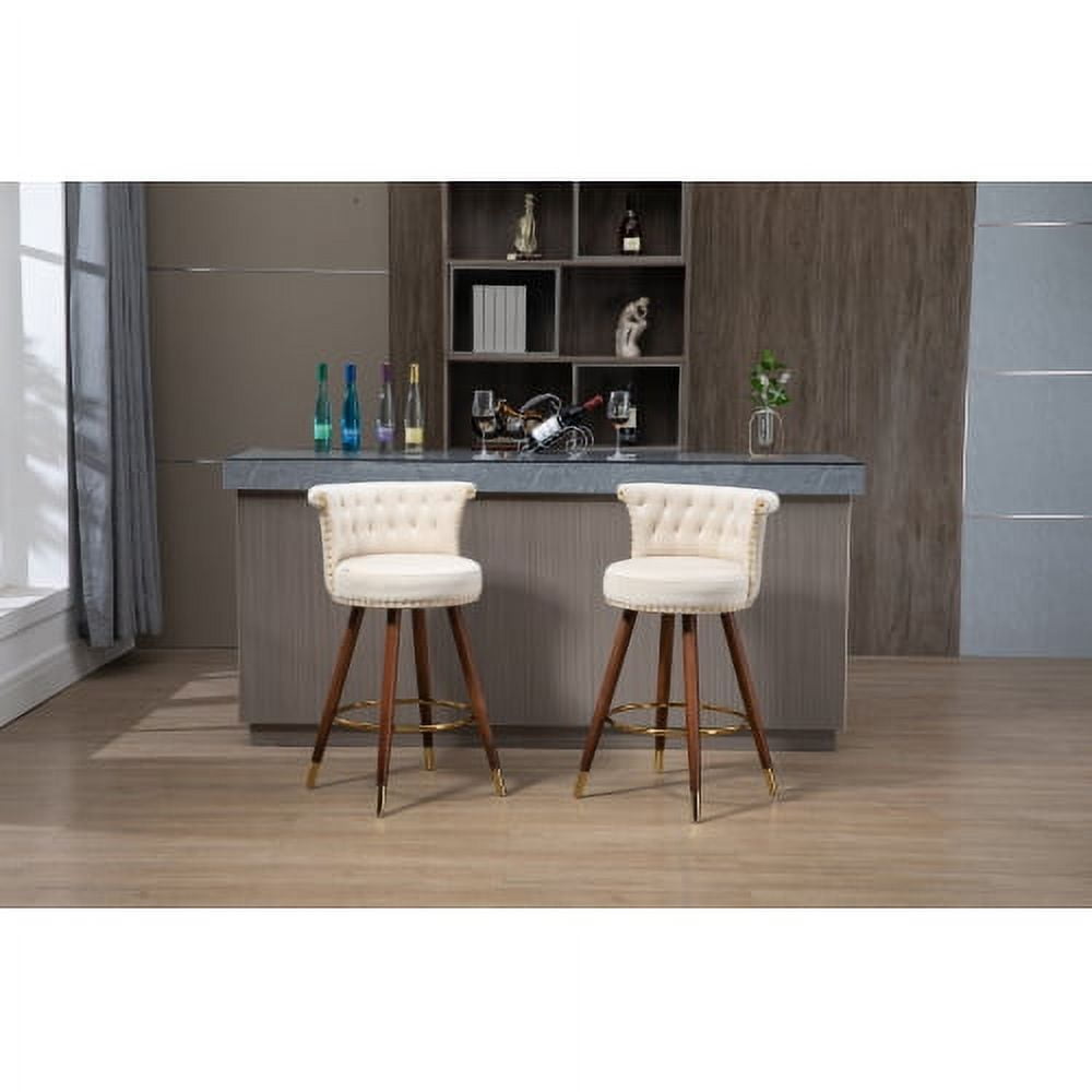 360 Degrees Swivel Bar Stools with Backrest Footrest, Upholstered ...