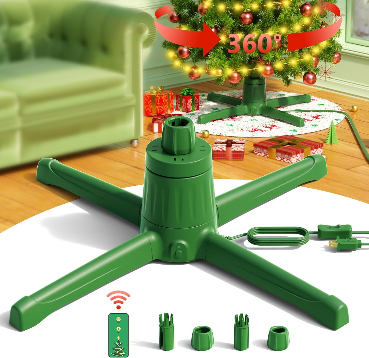 360-Dgree Rotating Christmas Tree Stand for Up to 9ft & 120lb ...