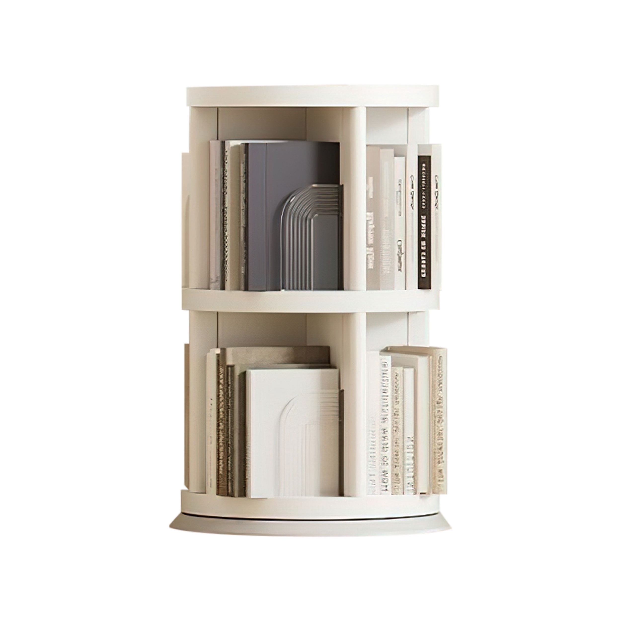 RAZXNAOR Rotating Bookshelf 360 Rotating Modern 2 Tier White Plastic ...