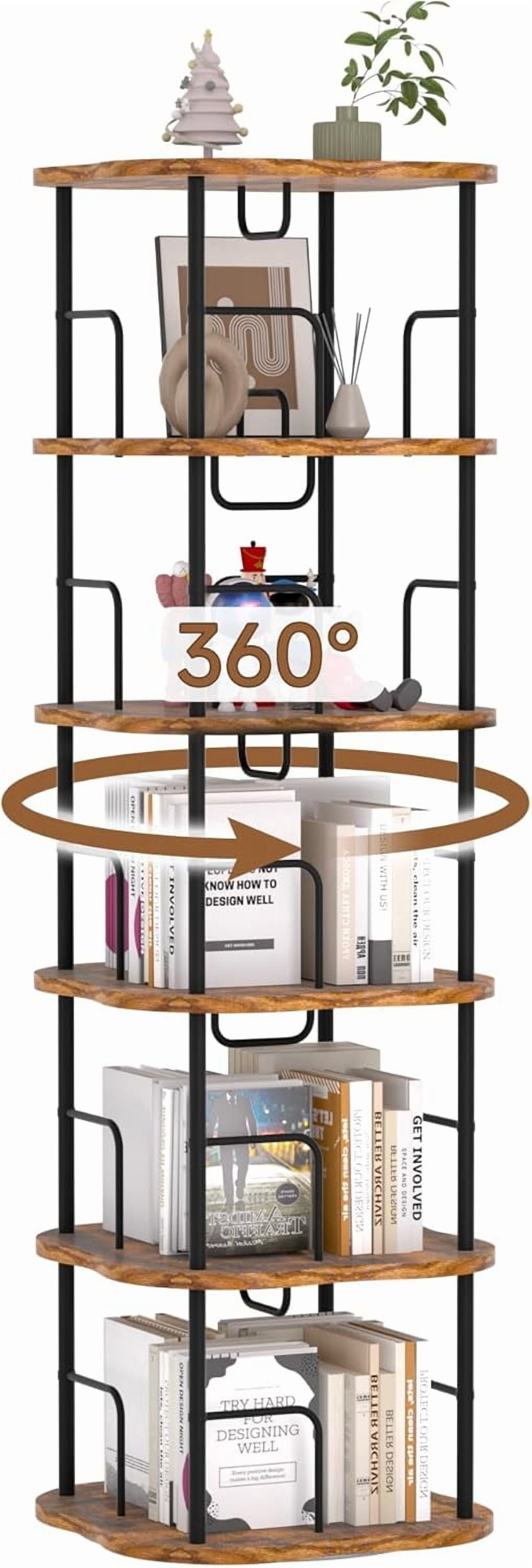 360° Display Spinning Bookshelf Tower - Corner Book Rack for Bedroom ...