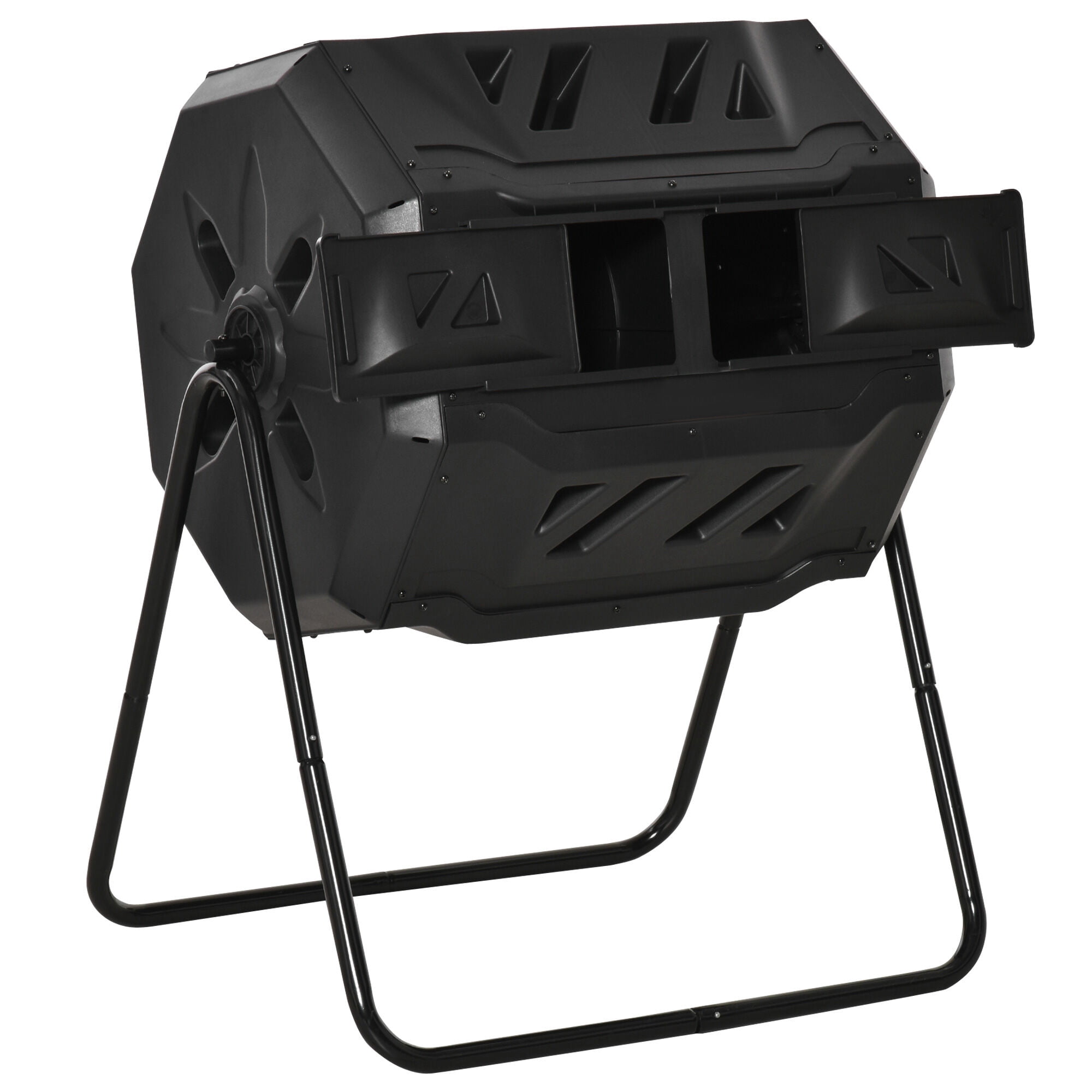 360° Dual Chamber Tumbling Composter 43 Gallon Rotating Compost Bin for ...