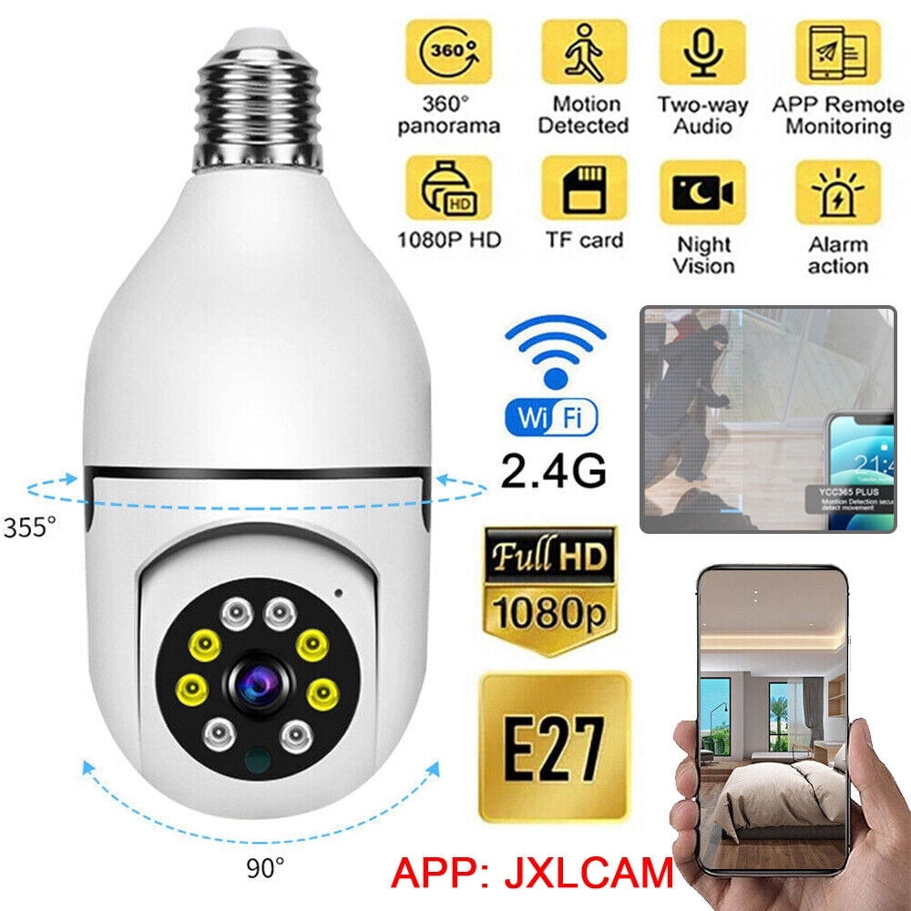 360° E27 Light Bulb Camera Wireless Wi-Fi 1080P IR Night Smart Home ...