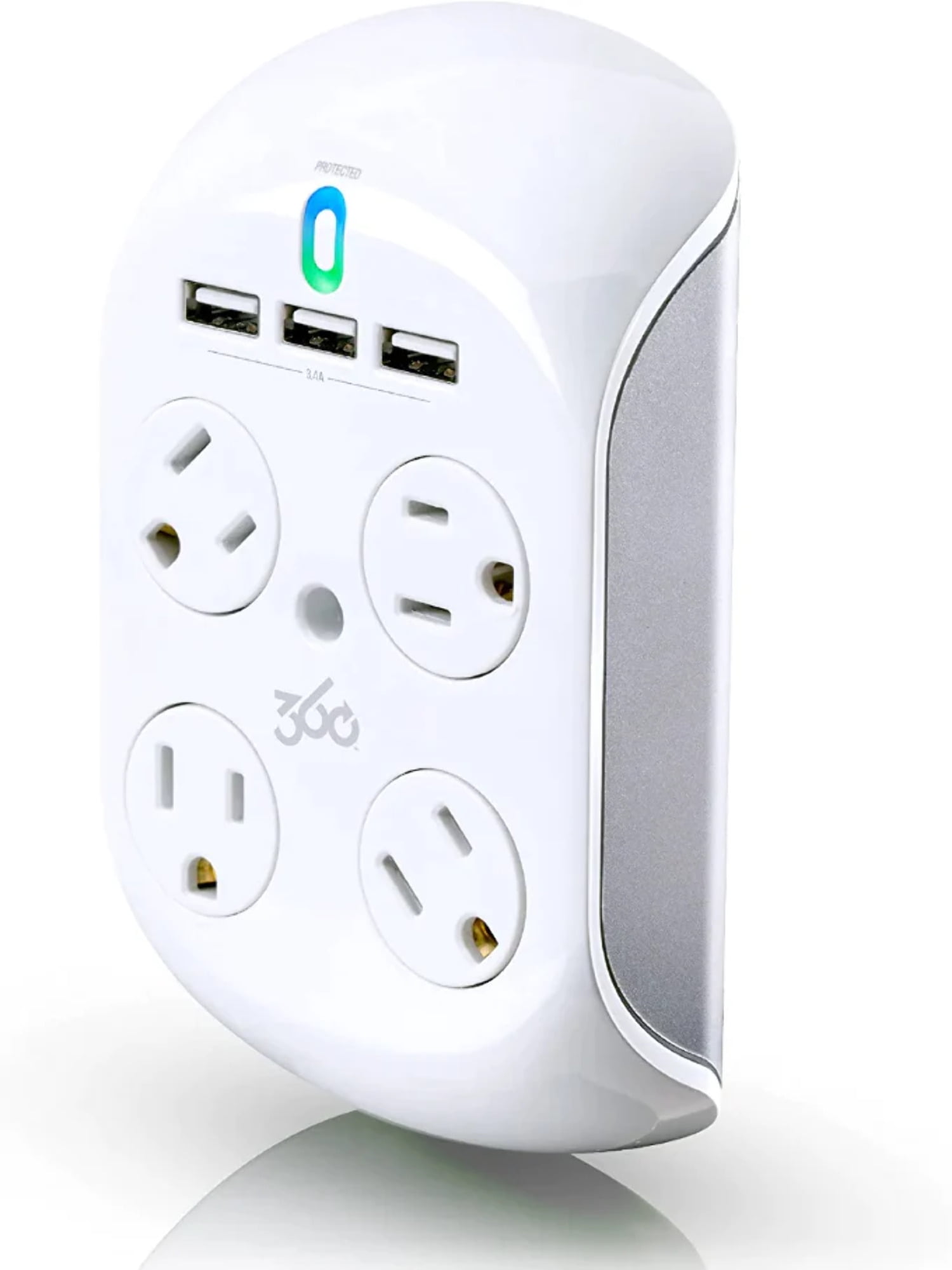 360 Electrical Multi-Plug 4 Rotating Outlets Surge Protector Wall Tap ...