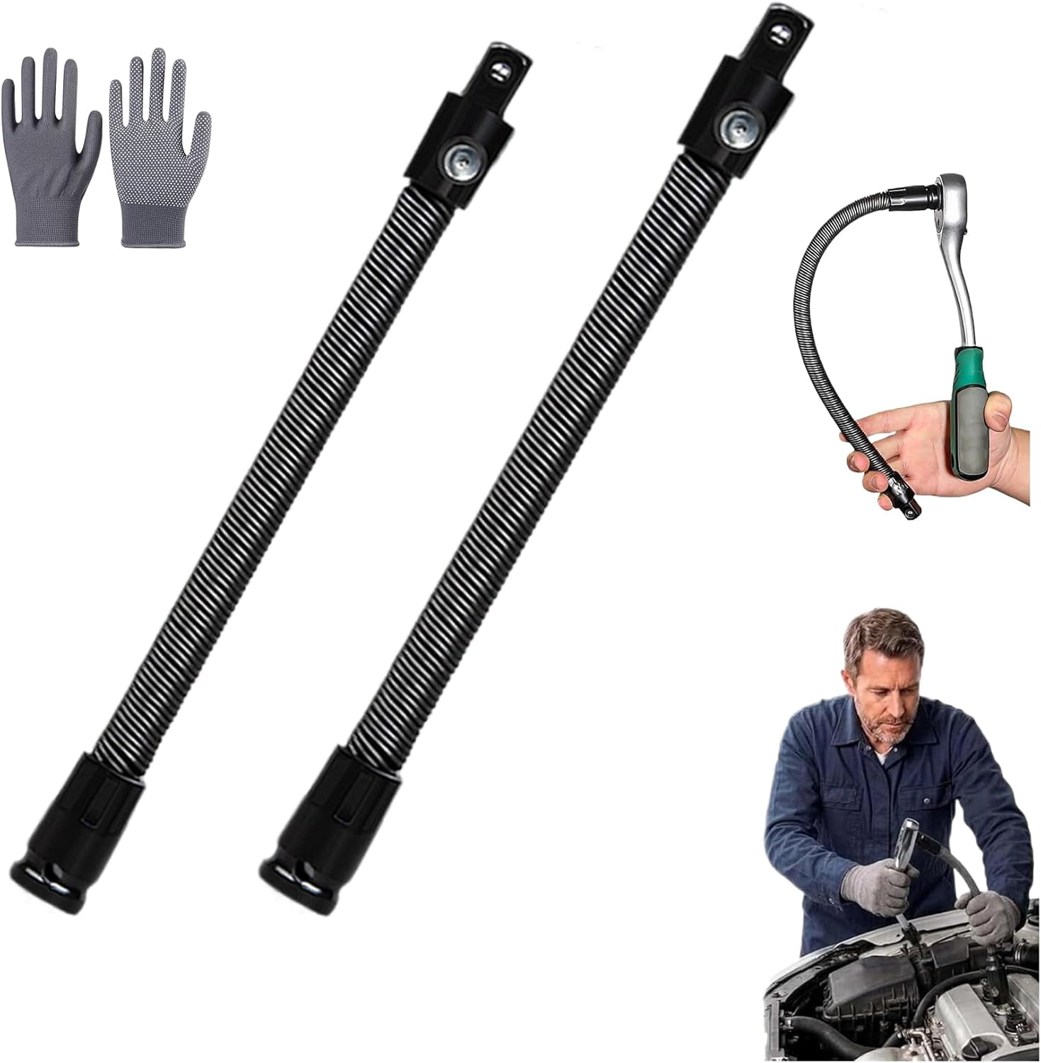360 Flex Rod For Impact, 1/2 Flexible Socket Drill Bit Shaft Extension ...