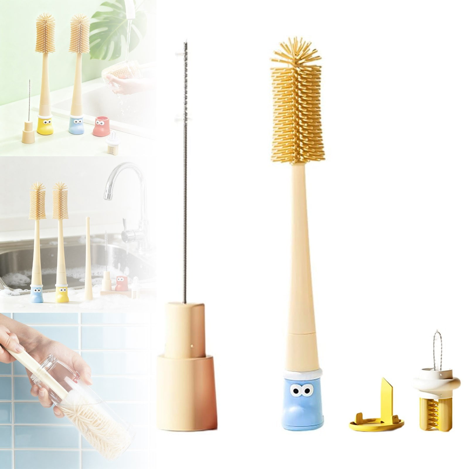 360 Flexible Silicone Bottle Brush 5 In 1 Function Cleaning Tool For ...
