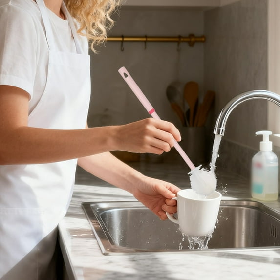 360° Flexible Silicone Bottle Brush With Long Handle – 2025 Soft Toilet ...