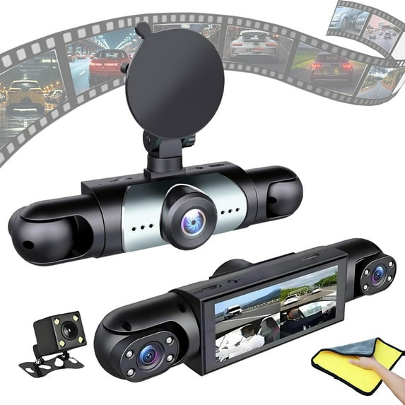 360° Full View Car Dashcam System, 4 Channel Dash Cam with Front Rear ...
