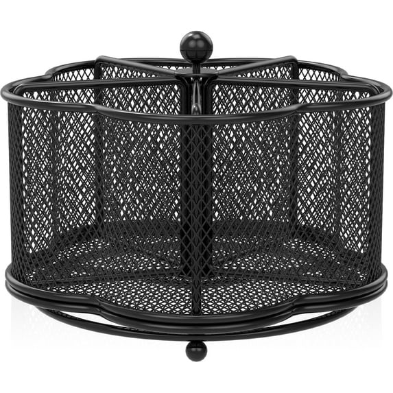 360° Kitchen Rotating Silverware Cutlery Caddy Holder, 5-Compartment ...