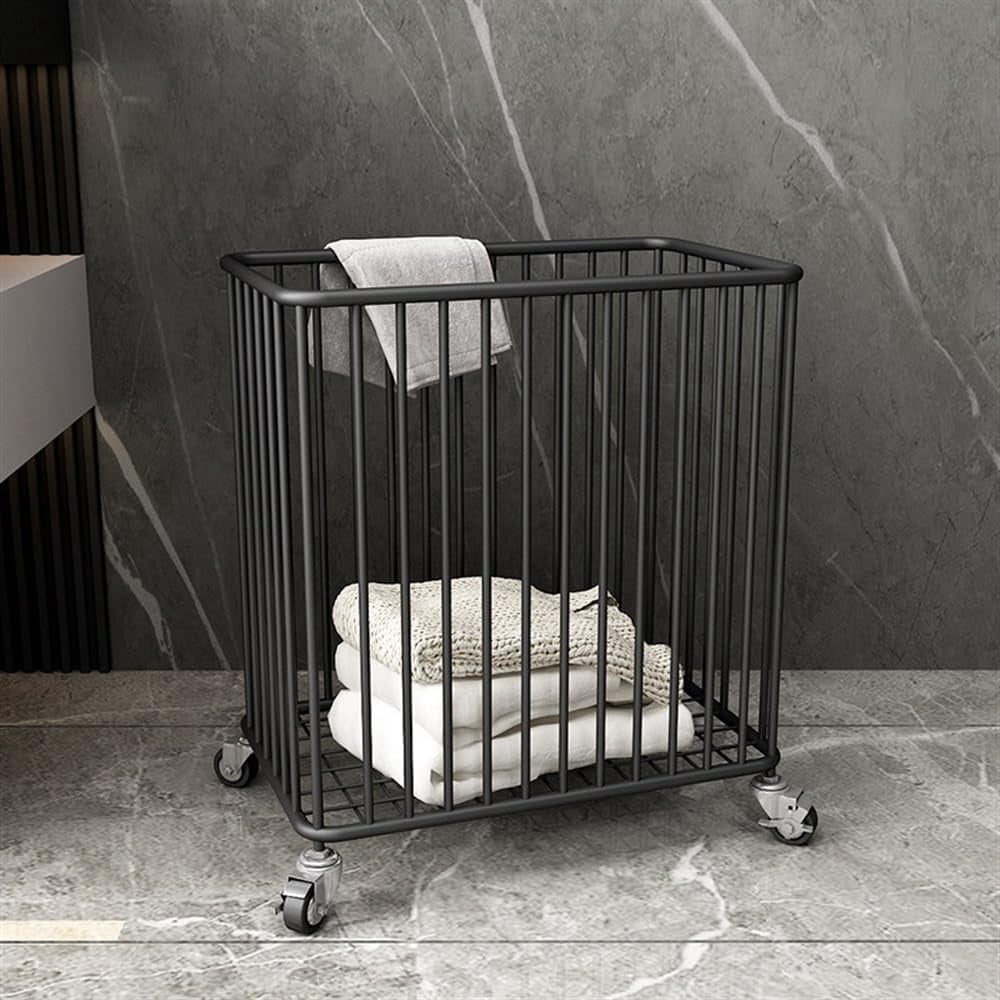 360° Laundry Hamper with Wheels Rolling Laundry Cart Metal Rolling for ...