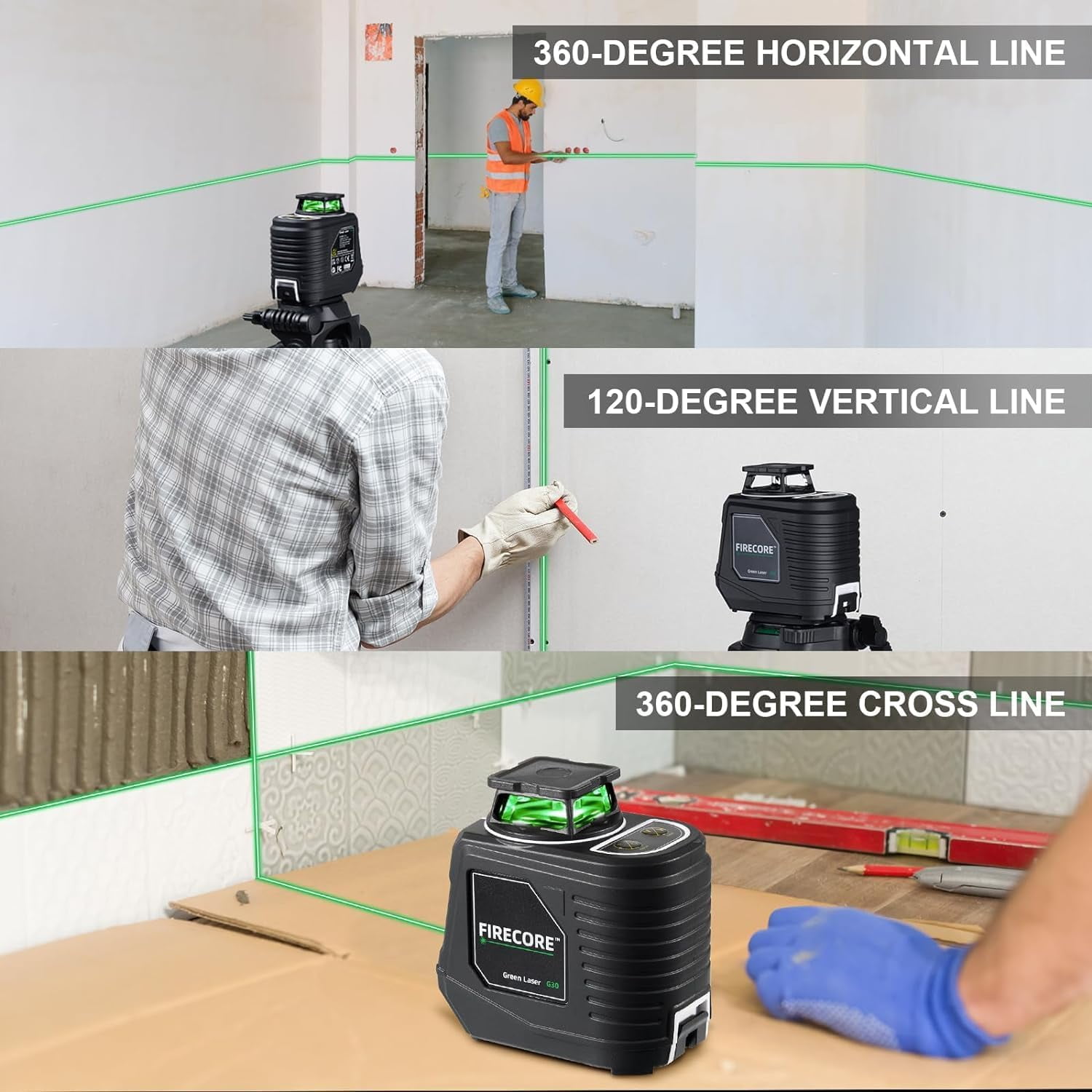 360° Leveling Line Laser Level with Tripod, Green Tool for Hanging ...