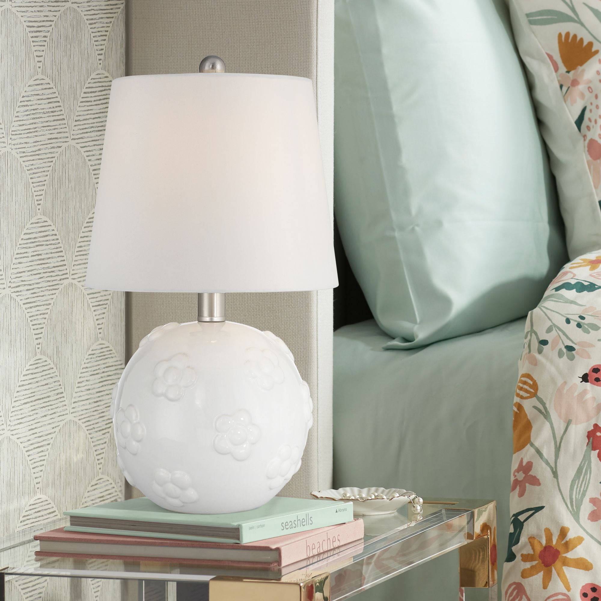 360 Lighting Arianna 16" High White Flower Ceramic Accent Table Lamp ...