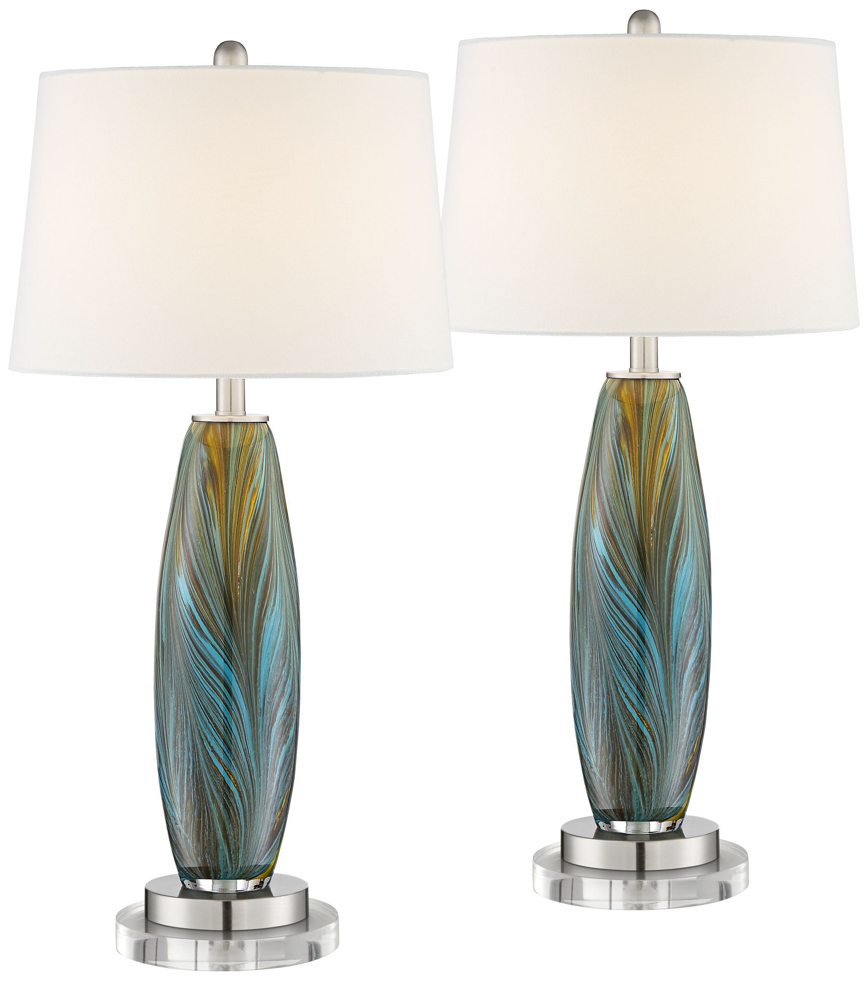 360 Lighting Azure Modern Table Lamps Set of 2 with Round Riser 30 1/2 ...