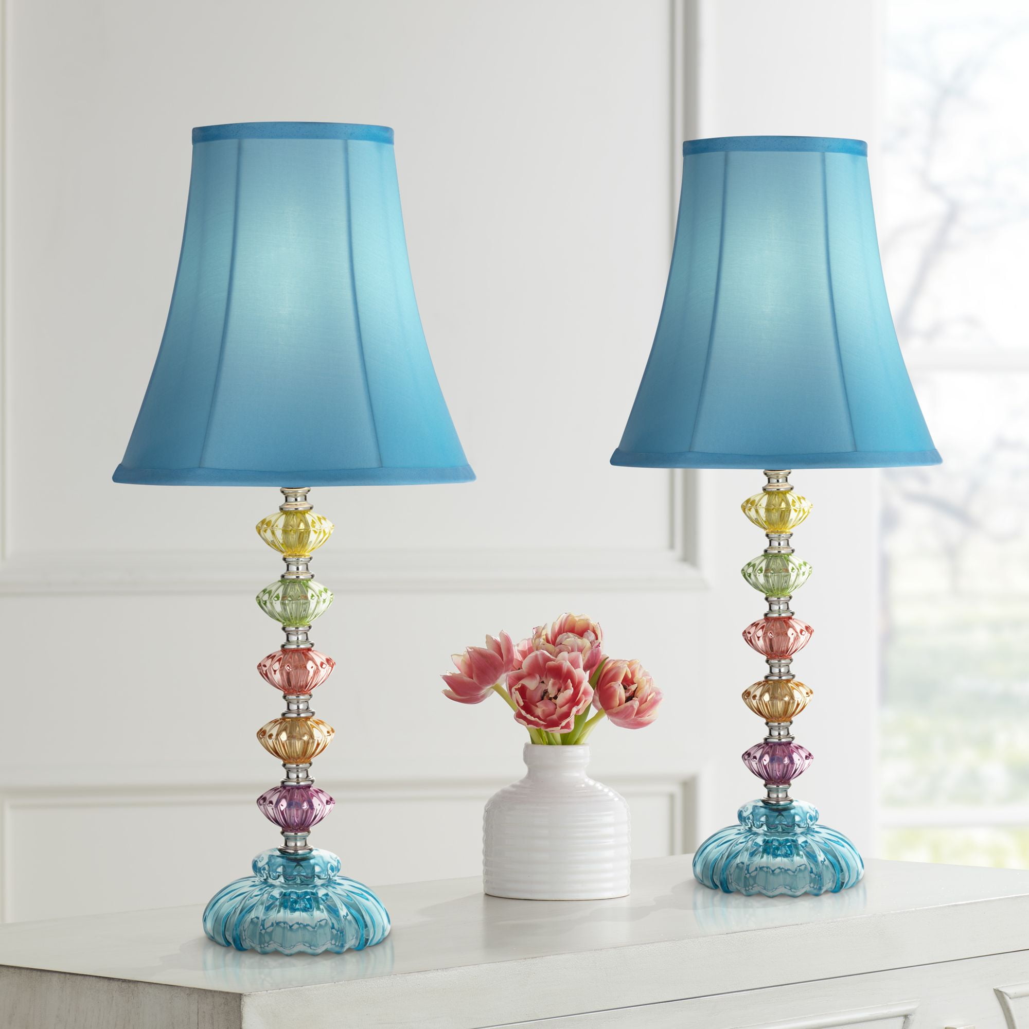 360 Lighting Bohemian 21" High Small Modern Accent Table Lamps Set of 2 ...