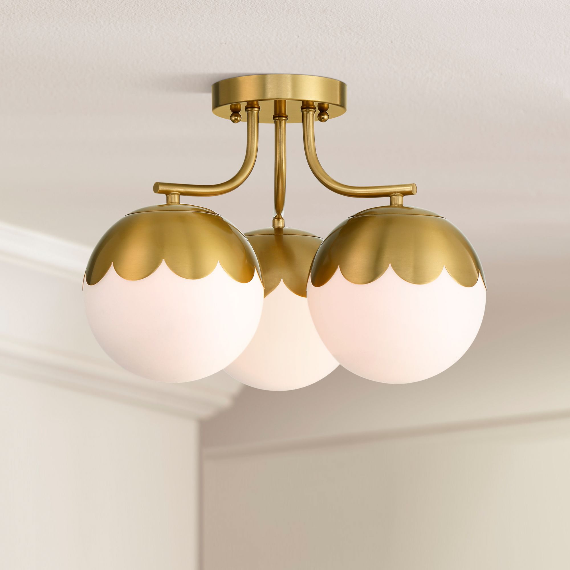 360 Lighting Camila 16" Mid Century Modern Semi Flush-Mount Ceiling ...