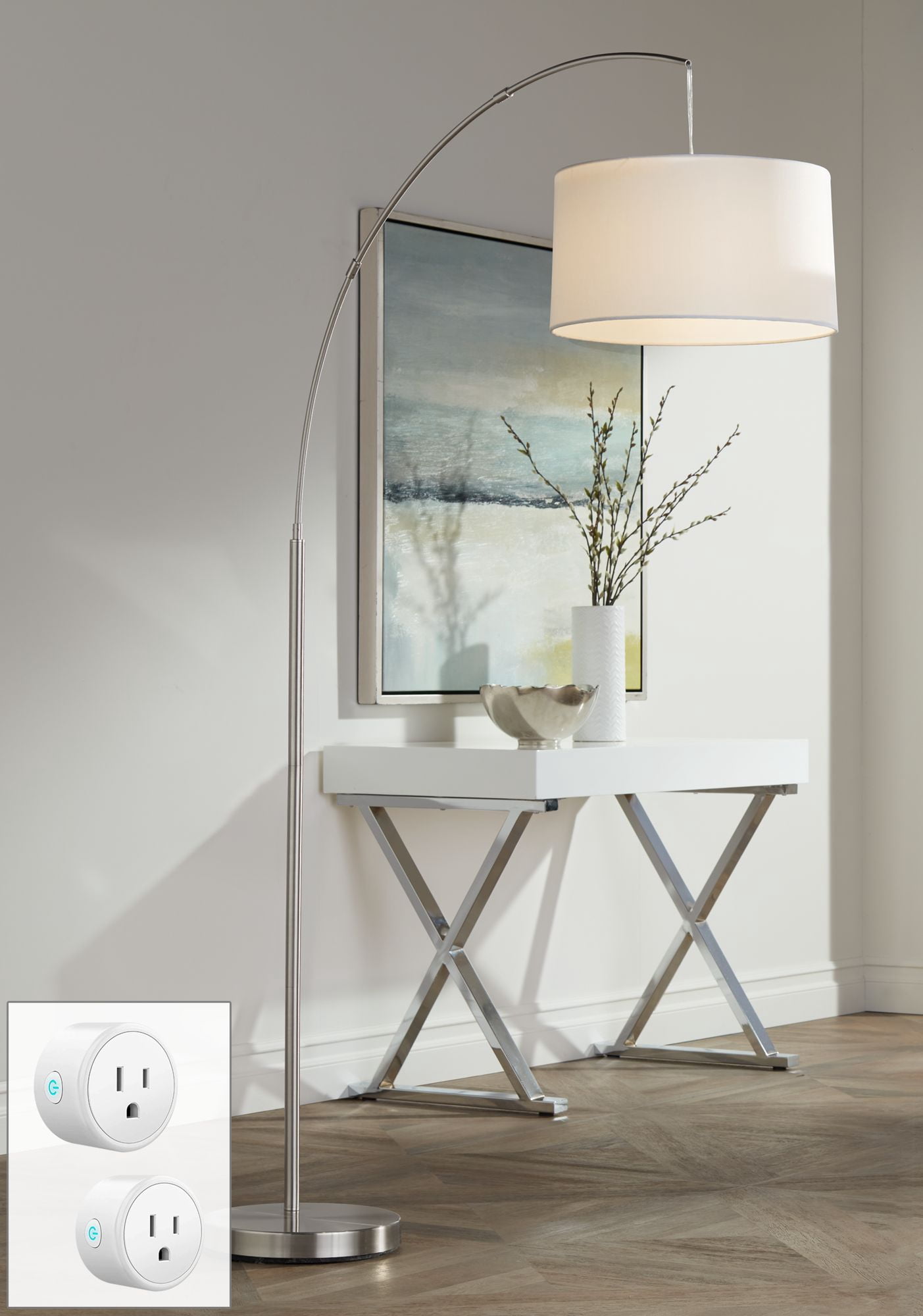 360 Lighting Cora Modern Industrial 72" Tall Arc Floor Lamp with Smart ...