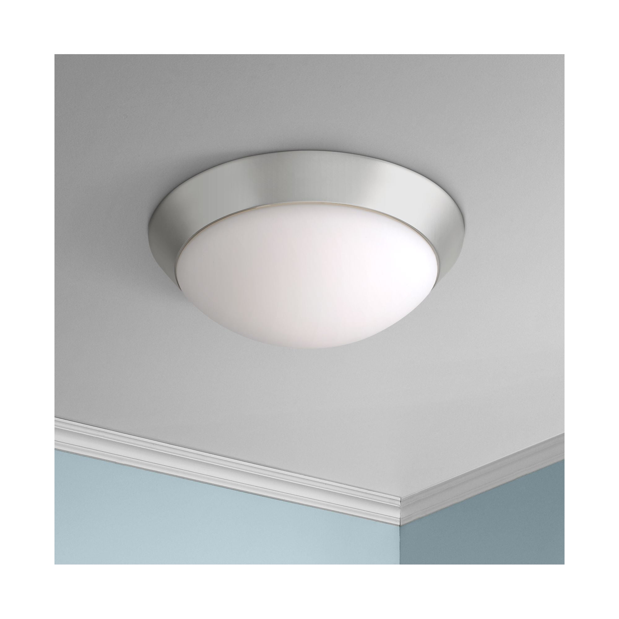 360 Lighting Davis Modern Ceiling Light Flush Mount Fixture 11" Wide Brushed Nickel Frosted ...