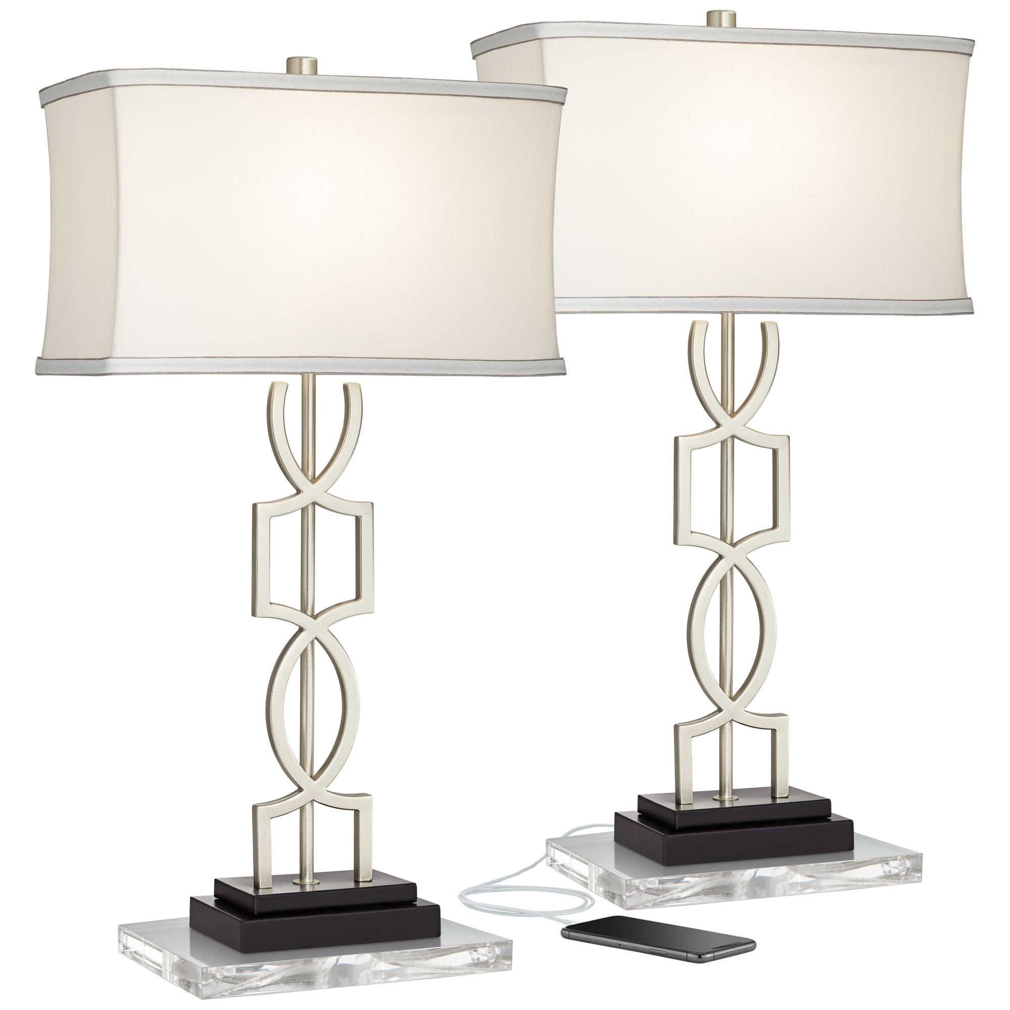 360 Lighting Evan Modern Table Lamps Set of 2 with Clear Risers 28 1/2 ...