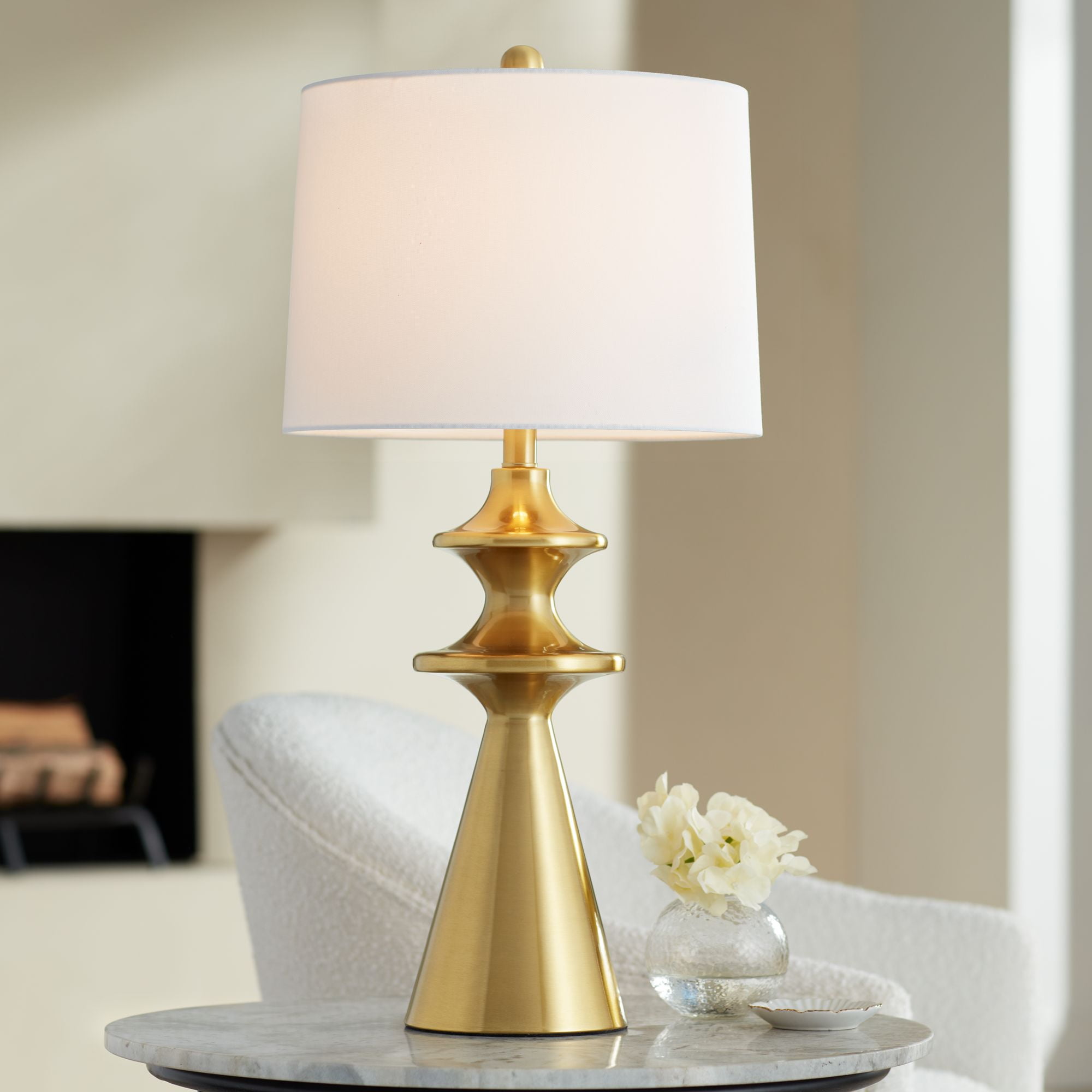 360 Lighting Farah 28 3/4" Tall Turned Cone Modern End Table Lamp Gold ...
