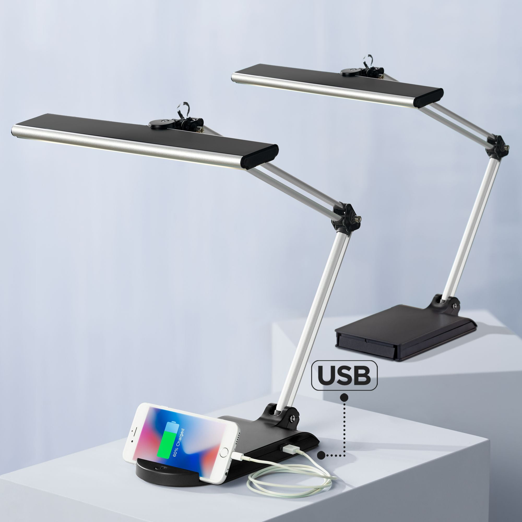360 Lighting Flynn 25" High Modern Desk Lamps Set of 2 USB Port ...