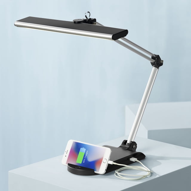 360 Lighting Flynn Desk Lamp, 25" High, Black Silver, USB Charging ...