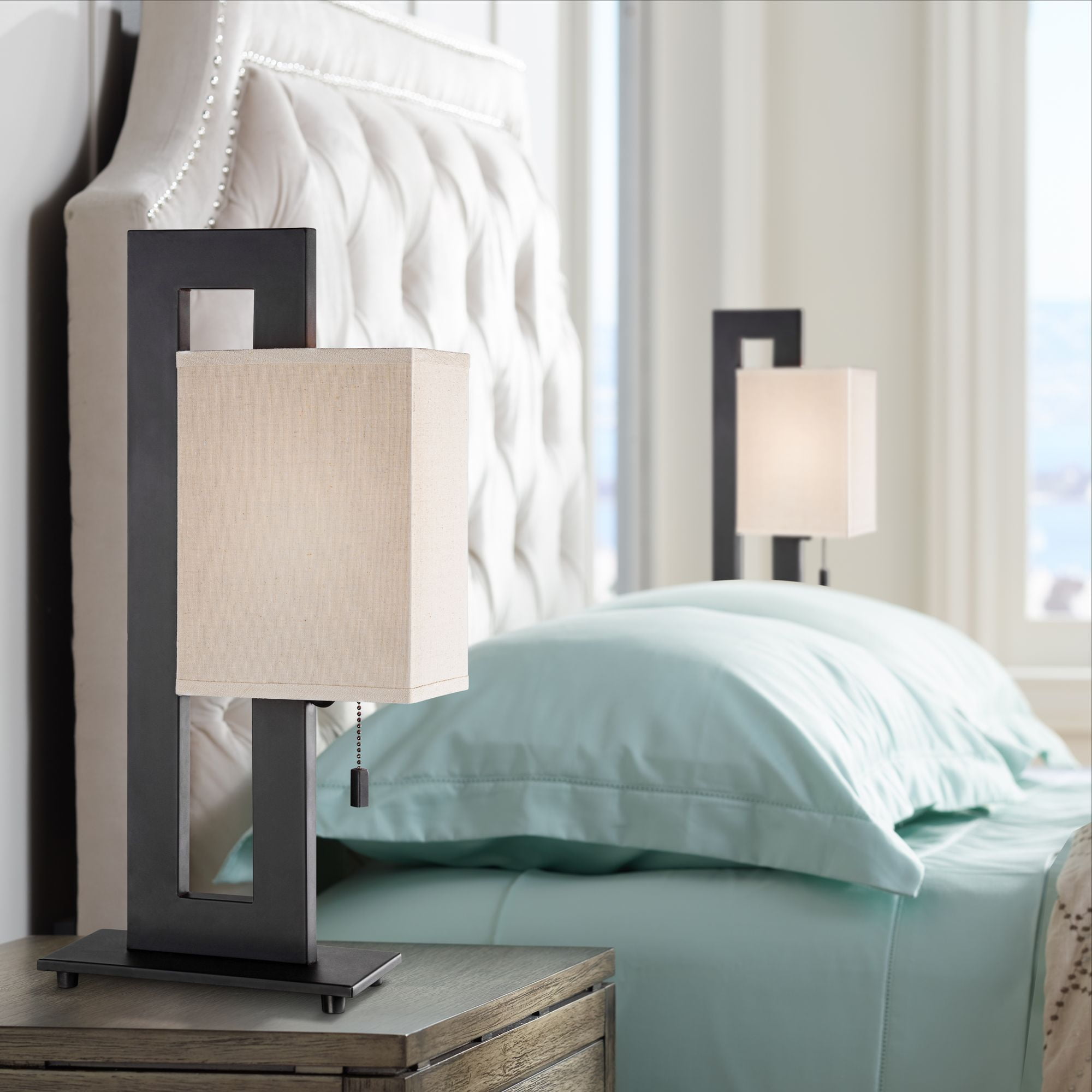 360 Lighting Set of 2 Modern Accent Table Lamps, 20.5" High, Espresso ...