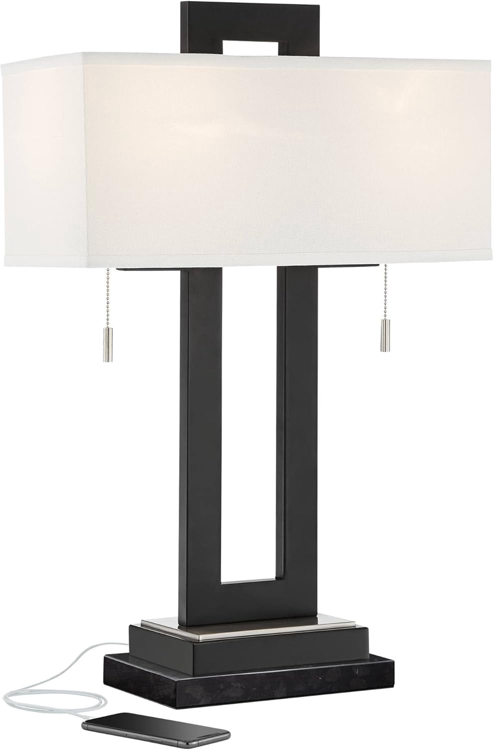 360 Lighting Neil Modern Table Lamp with Black Marble Riser USB ...