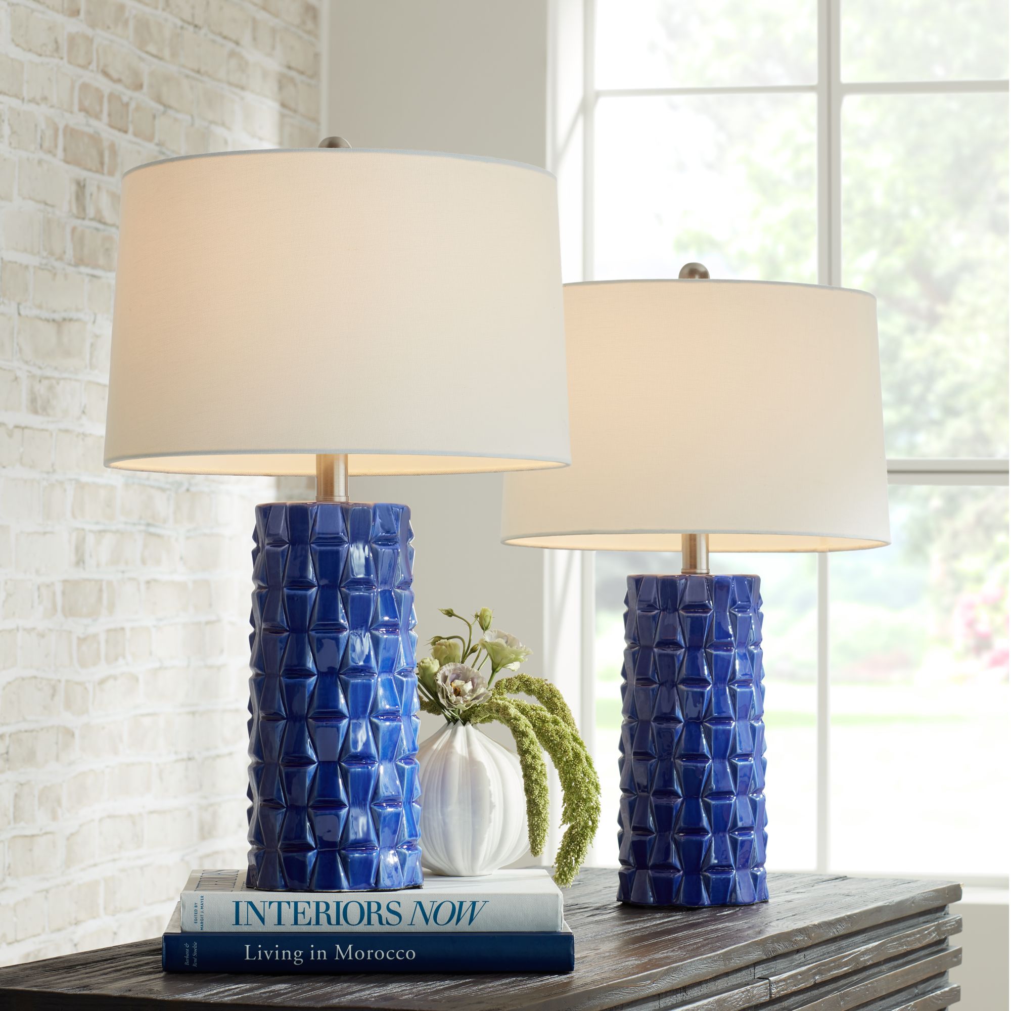 SAFAVIEH Atlas Modern Rustic 24 in. H Table Lamp, Blue Crackle ...