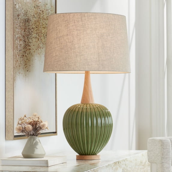 "360 Lighting Sevilla 29"" Green Ceramic Mid-Century End Table Lamp ...