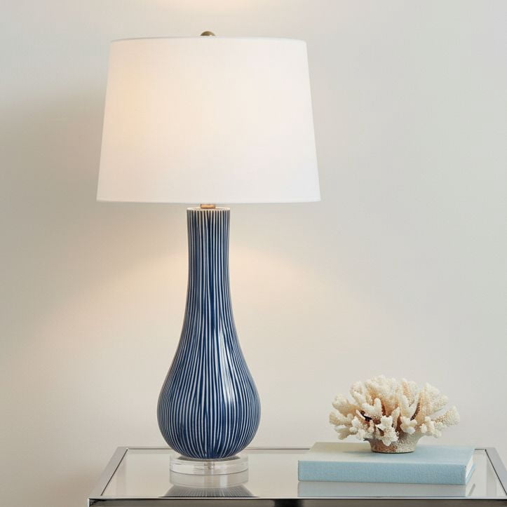360 Lighting Shannon 30 1/2" High Blue Stripe Ceramic Gourd Table Lamp ...
