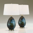 360 Lighting Swirl 22 1/2" High Blue Art Glass Table Lamp Set of 2 ...