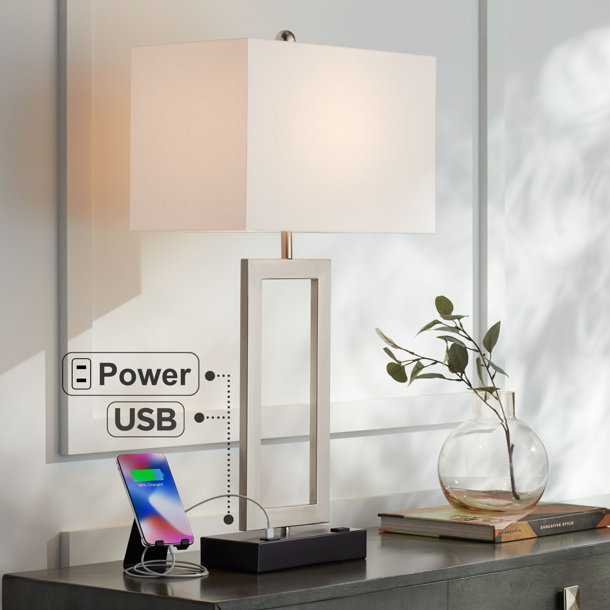 360 Lighting Caper Modern Floor Lamp with Tray Table 60 1/2" Tall ...