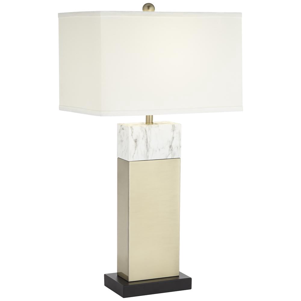 360 Lighting 30" Tall Large Rectangular Modern End Table Lamp Gold Two ...