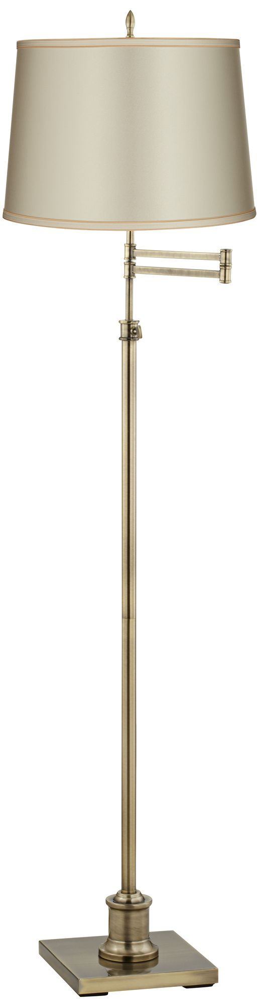 360 Lighting Westbury Antique Brass Swing Arm Floor Lamp with Champagne ...