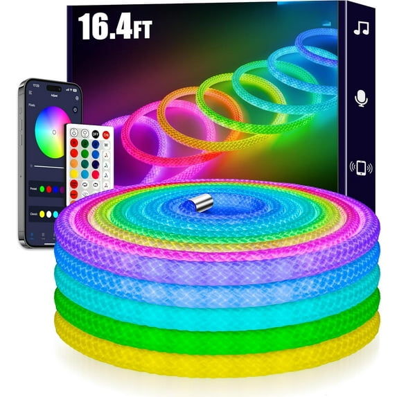 360 Luminous Reticulate Weave Rope Lights, 16.4ft Addressable ICRGB ...