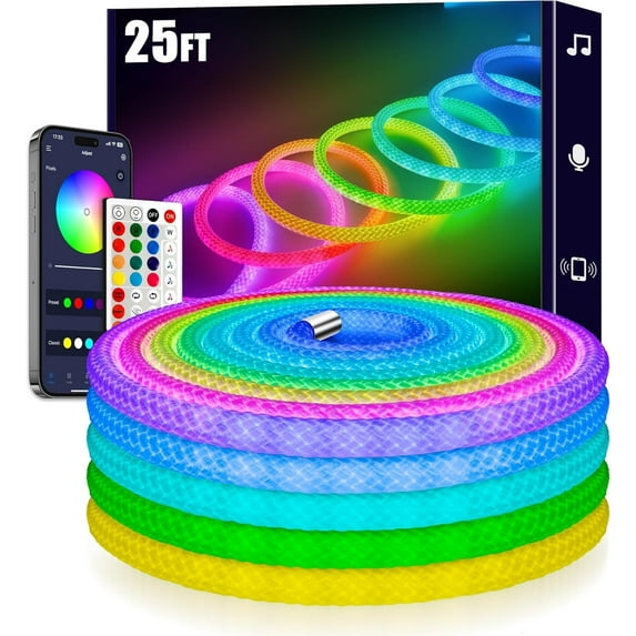 360 Luminous Reticulate Weave Rope Lights, 25ft Addressable ICRGB Strip ...